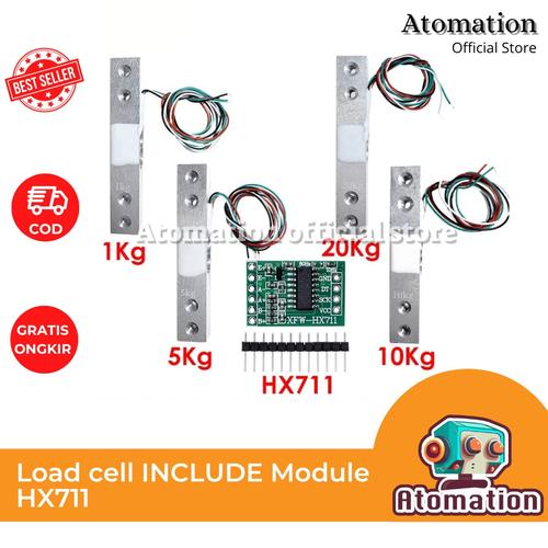 Promo Paket Load Cell LoadCell 1kg 5kg 10kg 20kg Sensor Berat + Modul ...