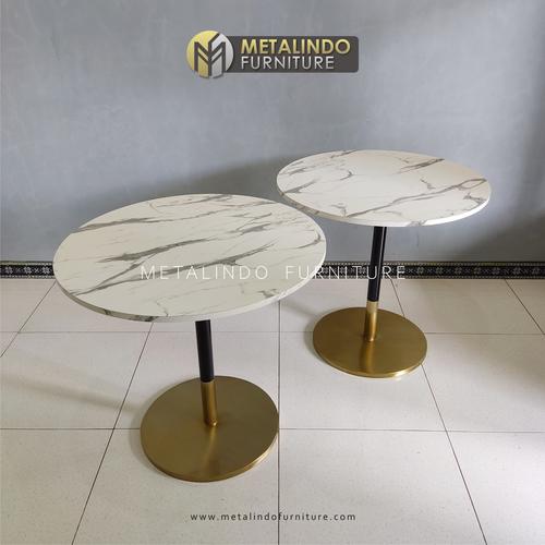 Jual meja kafe bulat minimalis top marmer HPL, meja makan kafe ...