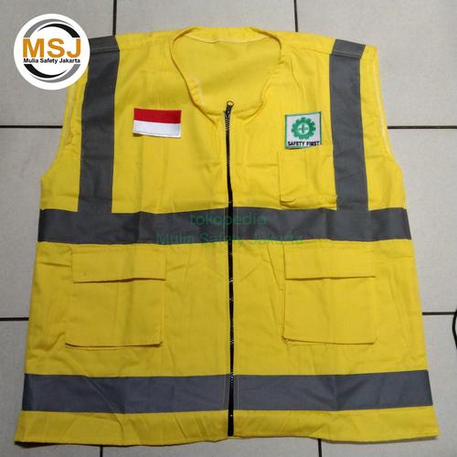 Jual rompi safety kuning bahan American drill/rompi proyek kuning ...