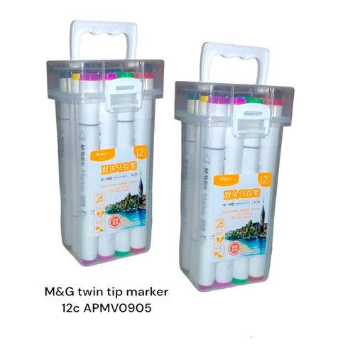 Jual Spidol Sketsa Gambar Sketch Art Marker M&G 12 Warna Set + Case ...