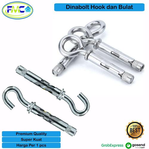 Jual Dynabolt M6 M8 M10 Dinabolt Baud Hook Bulat Kail Baud Tanam Tembok ...