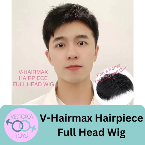 Promo V-Hairmax Full Head Wig Real Human Hair Extension Rambut Palsu ...