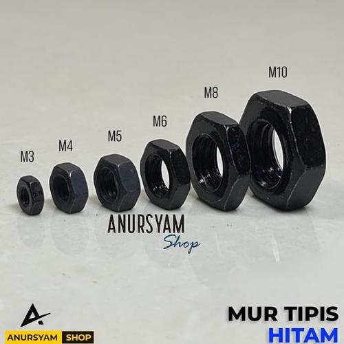 Jual Mur Tipis M2 3 4 5 6 8 10 12 Hitam / Jam Nut / Mur Hitam Tipis ...