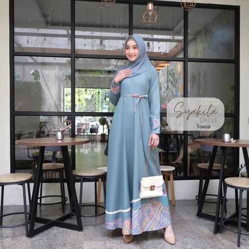 Jual KUPNAD Gamis Katun Toyobo Batik - Syakila Dress Tosca - Tosca, S ...