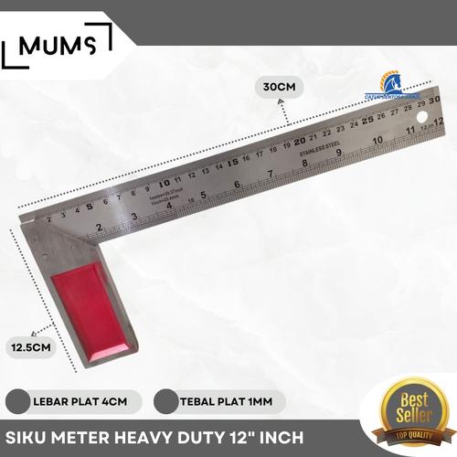 Jual Penggaris Siku Tukang 12" Inch Alat Siku Meter Heavy Duty Meteran ...