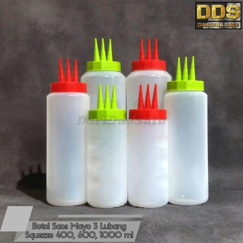 Jual Botol Saos Mayonaise 3 Lubang Squeeze Sauce Kepeer 400 650 1000 ML ...