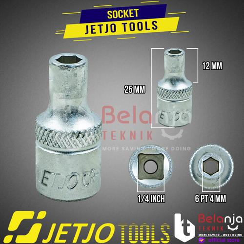Jual JETJO TOOLS Socket 1/4 Inch DR 6PT 4MM Mata Kunci Shock 4 MM Sok ...
