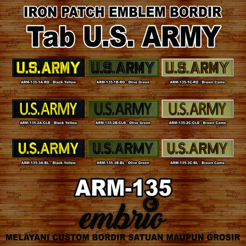Jual ARM-135 Patch US ARMY tab emblem bordir nametag u.s. military ...