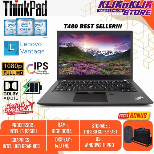 Jual Laptop Lenovo Thinkpad T480 I5 8350U Ram 16GB 1TB Ssd 14 fhd win10 ...