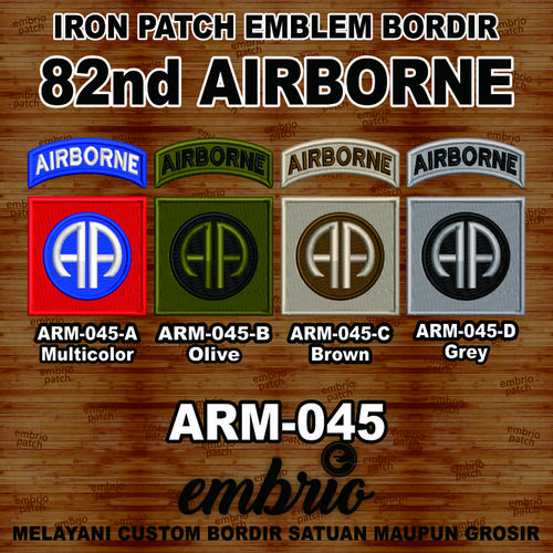 Jual ARM-045 Patch 82nd AIRBORNE Division wwii us army ww2 war air ...
