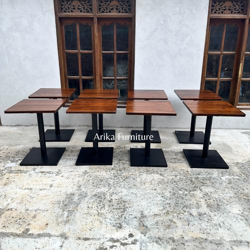 Jual meja makan cafe minimalis, Meja Cafe Kaki Besi, Meja Daun Jati ...