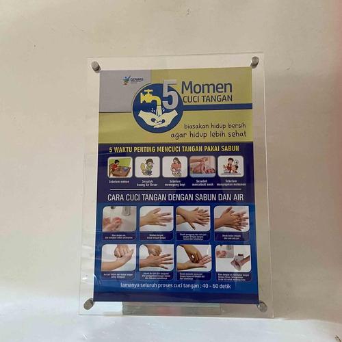 Jual Poster Akrilik Kekinian, 5 Momen Cuci Tangan, cara Cuci Tangan ...