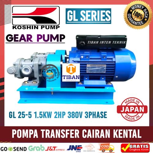 Jual GEAR PUMP KOSHIN GL 25-5 MOTOR 1,5KW 2HP 380V 3PHASE ORIGINAL ...