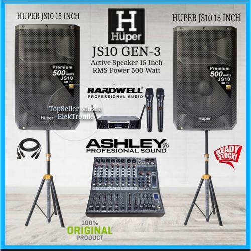 Jual Paket Sound System Speaker Aktif HUPER JS10 Mixer ASHLEY SUPER M8 ...