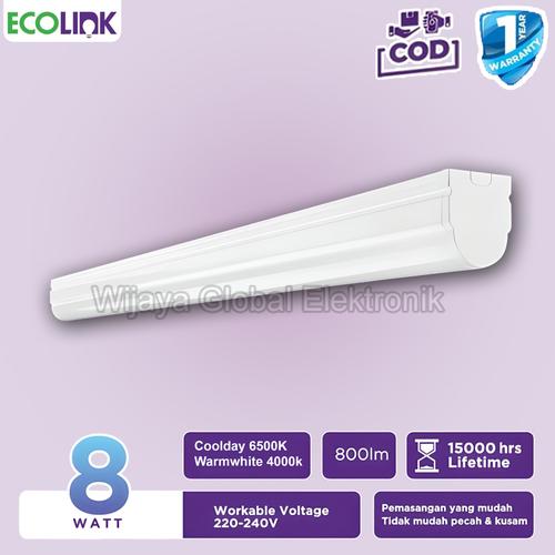Jual Lampu LED T8 Batten Set ECOLINK 8W 600mm 8 W 8Watt Include Rumah ...