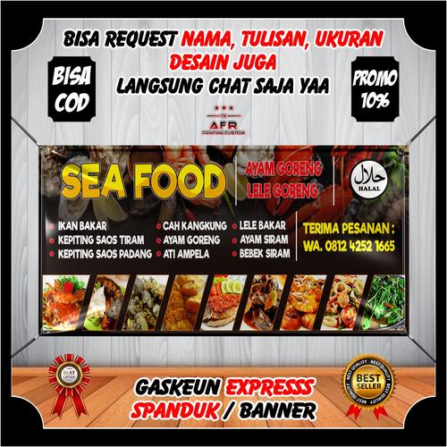 Jual Spanduk Seafood Spanduk Custom Spanduk Jualan Ukuran 200 x 60 cm ...