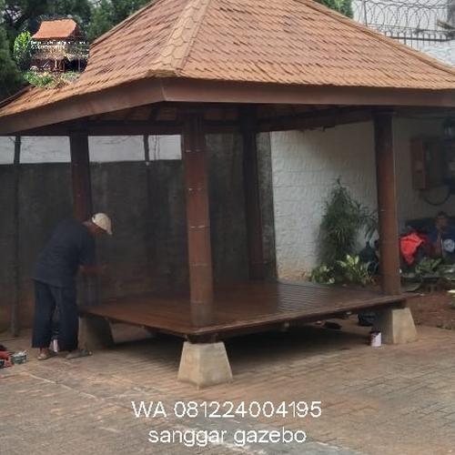 Jual #gazebo kayu kelapa#saung kayu kelapa harga permeter persegi ...