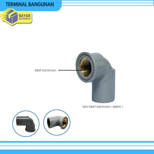 Jual Keni Pvc Drat Kuningan Keni Sambung Drat Kuningan 1/2 Inch - 1/2x1 ...