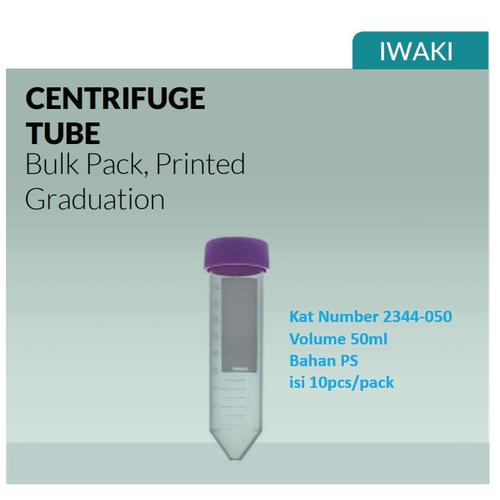 Jual Centrifuge Tube Plastik Iwaki 50ml, Polystyrene 10pcs/pack - Kota ...