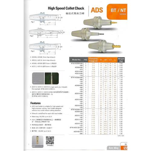 Jual Arbor BT40-ADS16 Type High Speed Collet Chuck-Taiwan-VARIAN - BT40 ...