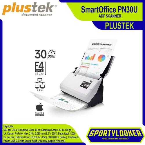 Jual Scanner Plustek SmartOffice PN30U ADF | F4 | 30 ppm - Kota Depok ...