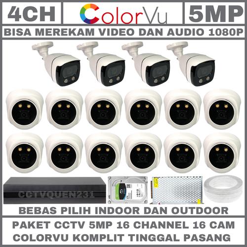 Jual PAKET CCTV COLORVU FULL COLOR 16 CHANNEL 5MP TURBO HD 1080P IR ...