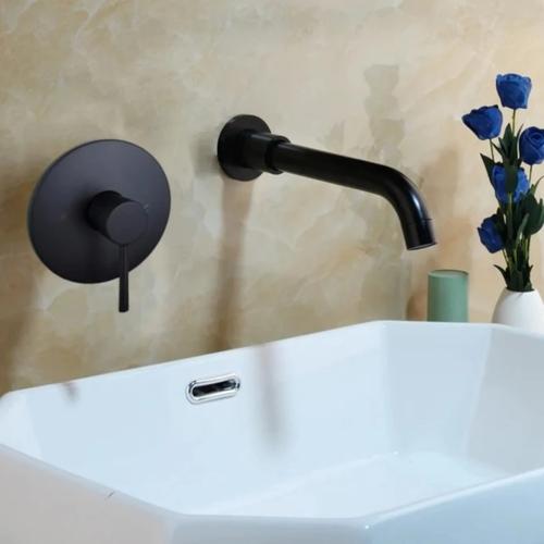 Jual Kran tanam mixer panas dingin bulat hitam kuningan/ kran shower ...