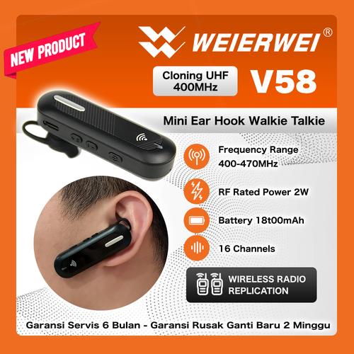 Jual WEIERWEI V58 - Cloning UHF Mini Ear Hook HT Two Way Radio ...
