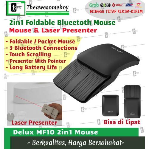 Jual Delux MF10 2in1 Foldable Bluetooth Mouse Laser Presenter Touch ...