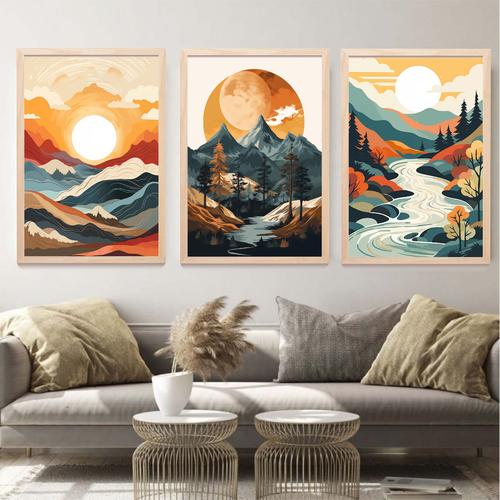 Jual Poster Design Abstract Mountain Wall Art Dekorasi Cafe Rumah ...