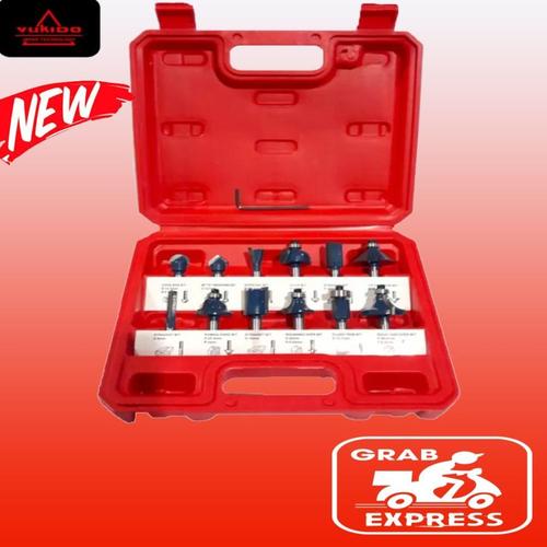 Jual Mata Profil Set 12pcs Trimmer Router Bits Set 1/4” Kayu Router ...