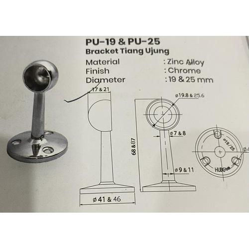Jual Bracket Tiang Ujung PU-25 MM Merk Huben - Jakarta Barat ...