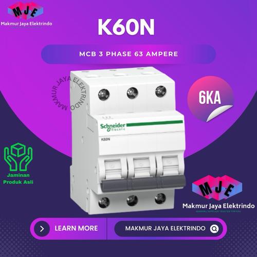 Jual MCB 3P 63A 3 Phase 63 Ampere 6kA Schneider 3 Pas 63 Amper ORI SNI K6 - Jakarta Pusat ...