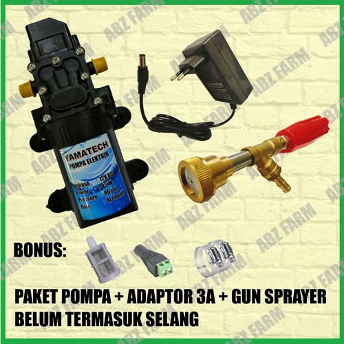 Jual Paket Pompa Mesin Cuci Motor AC + Adaptor 3A + Gun Sprayer ...