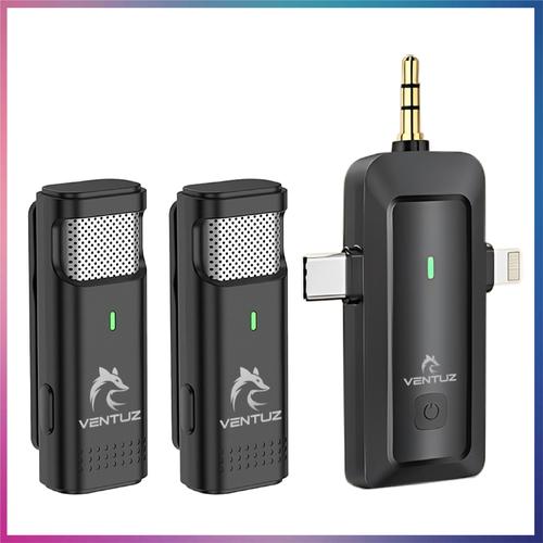 Jual VENTUZ WIRELESS MICROPHONE MINI CLIP-ON TYPE C | LIGHTNING | 3.5 ...