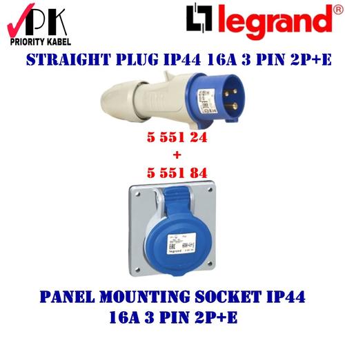 Jual Legrand Set Straight Plug + Panel Mounting Sockets IP44 16A 3 PIN ...