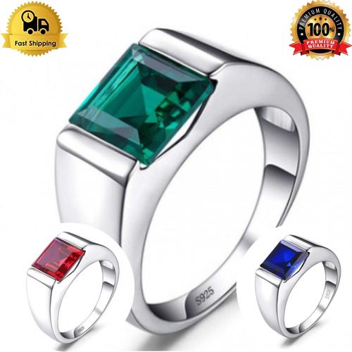 Jual Cincin Silver Batu Pria Hijau Merah Biru Zamrud Ruby Safir Simple ...