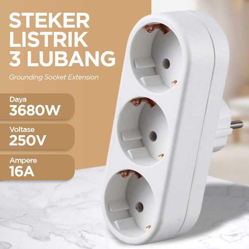 Jual DLV Steker Listrik 3 Lubang Cabang Socket Extension 3500W 16A 250V ...