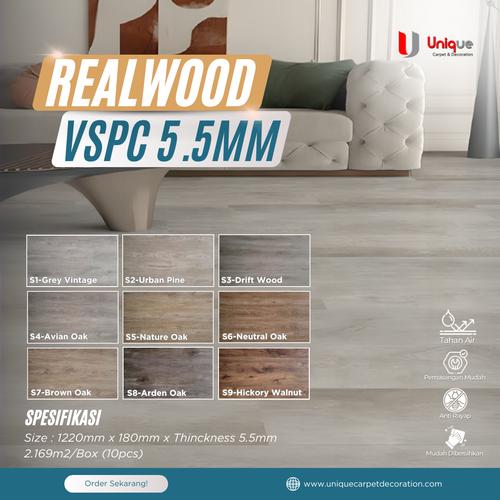 Jual SPC VSPC Realwood 5,5mm Wood Series / SPC Flooring Klik Motif Kayu ...