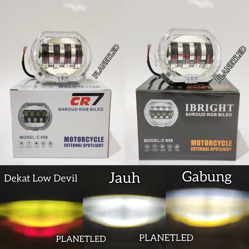 Jual Lampu Tembak Biled Ala ala 4 Lensa Shroud RGB Running + Devil eye 40W - Ungu, CR7 ...