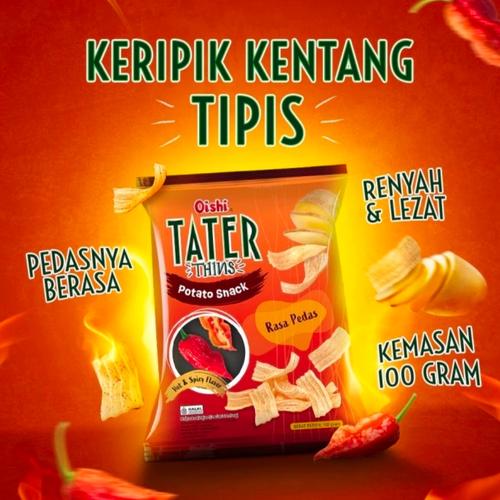 Jual Oishi Tater Thins Rasa Pedas 100 gr / Potato Snack Oishi Tater ...