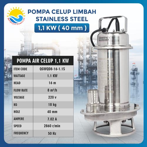 Promo Pompa Air Celup Limbah Stainless steel 1,1 KW 1,5KW air laut ...