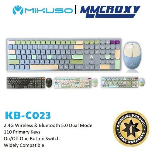 Promo Mikuso KB-C023 Keyboard Mouse Wireless 2.4G & Bluetooth 5.0 Dual Mode - Hijau Pastel ...