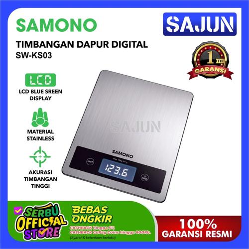 Jual SAMONO Timbangan Dapur Digital Stainless Steel SW-KS03 / SWKS03 ...