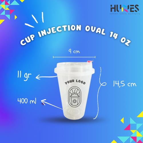 Jual Gelas Plastik Oval Injection / Cup Plastik Oval 12 Oz & 14 Oz ...