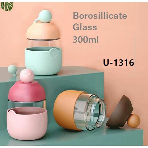 Promo X&W Botol Minum Kaca Borosilicate Glass U-1316 Botol Minum Unik ...
