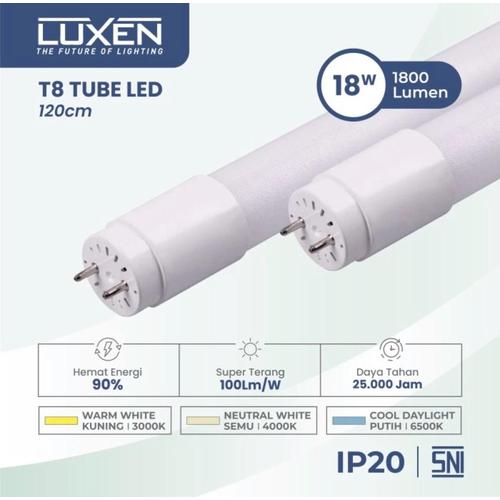 Jual Luxen lampu TL Led T8 18w TL 120 cm lampu TL 18 watt super terang ...