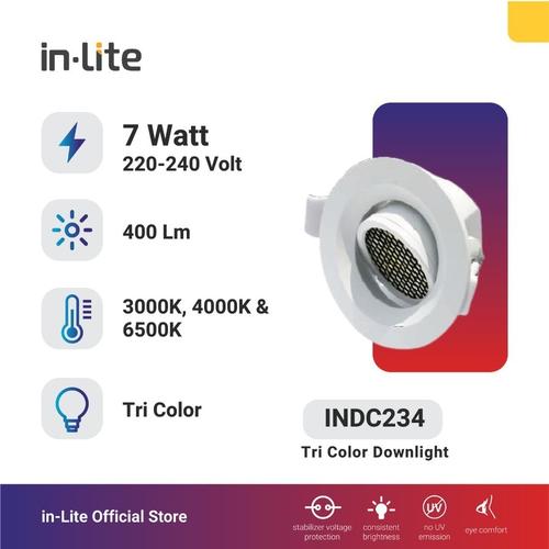 Jual INLITE Lampu Spotlight Led 7W TRICOLOUR INDC234 INLITE Downlight 7 ...