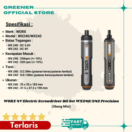 Jual WORX 4V Electric Screwdriver Bit Set WX240/242 Precision - Obeng ...