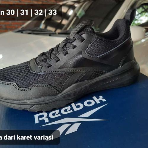 Jual sepatu sekolah anak sd hitam polos reebok kids original full black ...